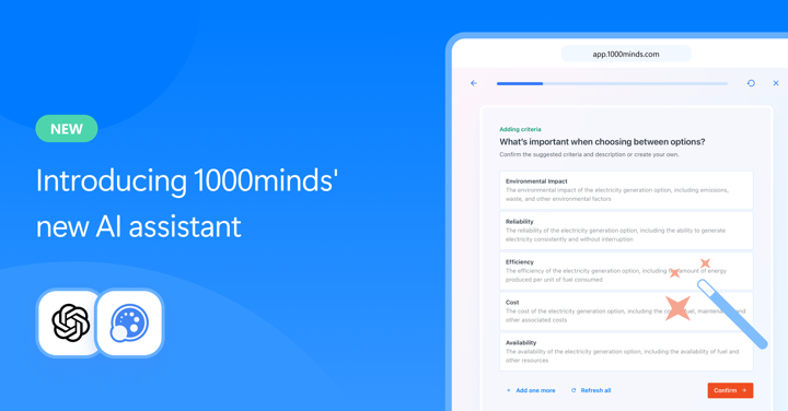 1000minds’ AI assistant: keeping humans in charge of AI assisted decision-making